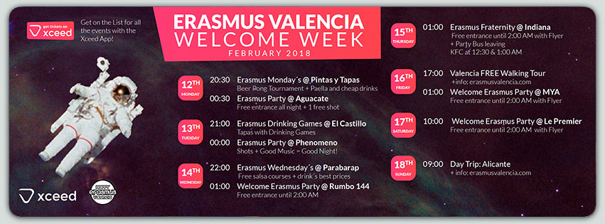 Erasmus Valencia Official Welcome Week - Happy Erasmus & Xceed 2018 ...